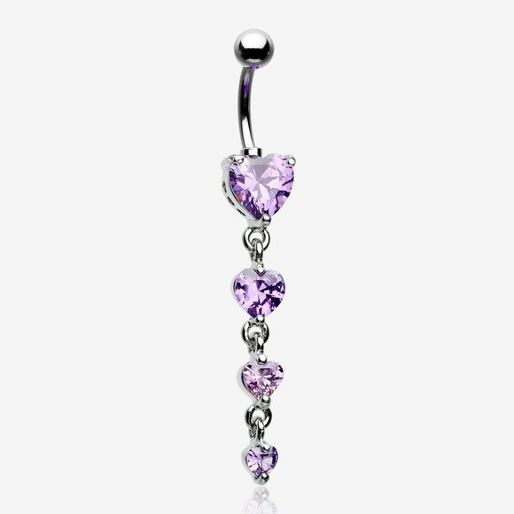 BM25 | Jewelry | Radiant Heart Sparkle Cascade Chandelier Belly Button ...